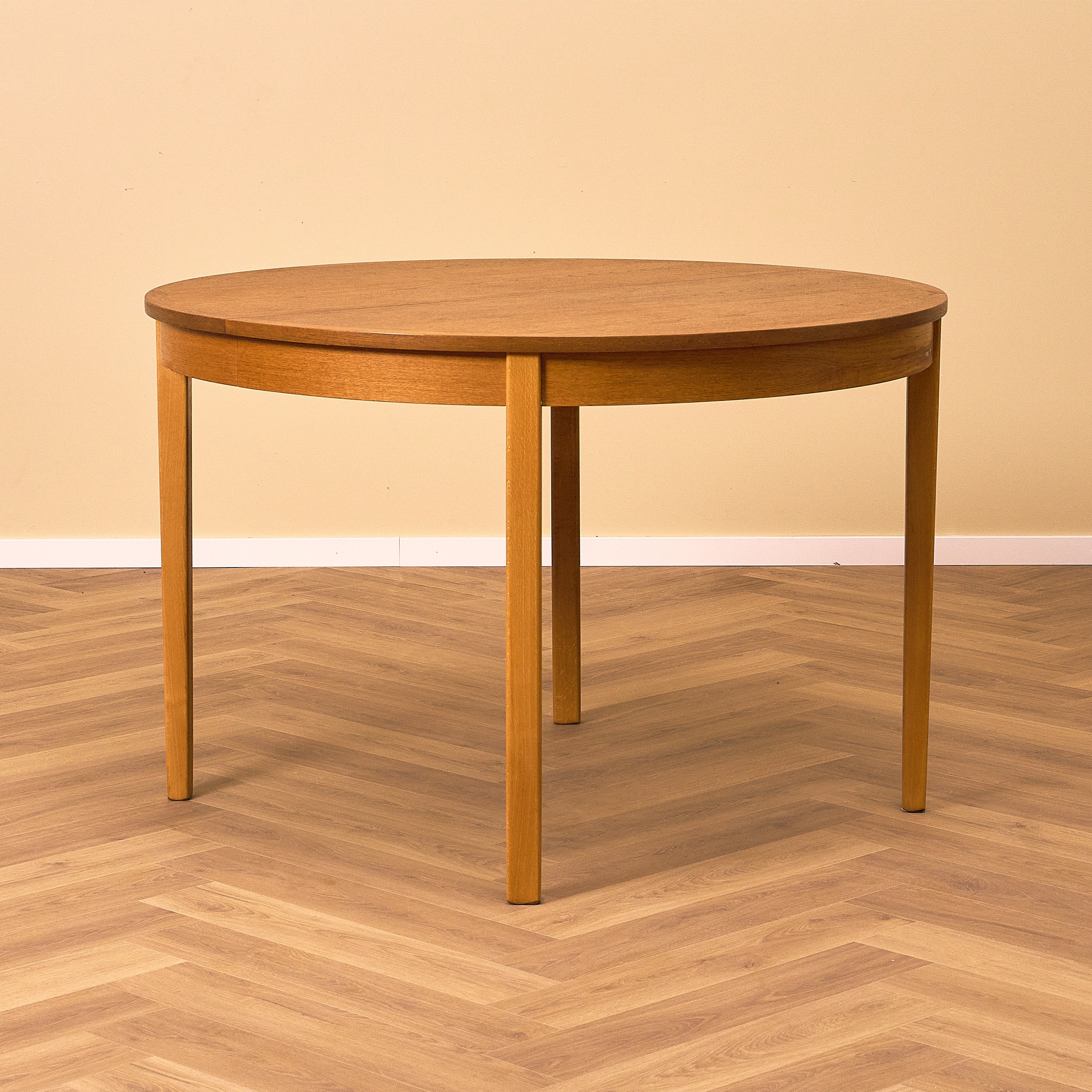Vintage Swedish round dining table in teak by Nils Jonsson for Troeds ...