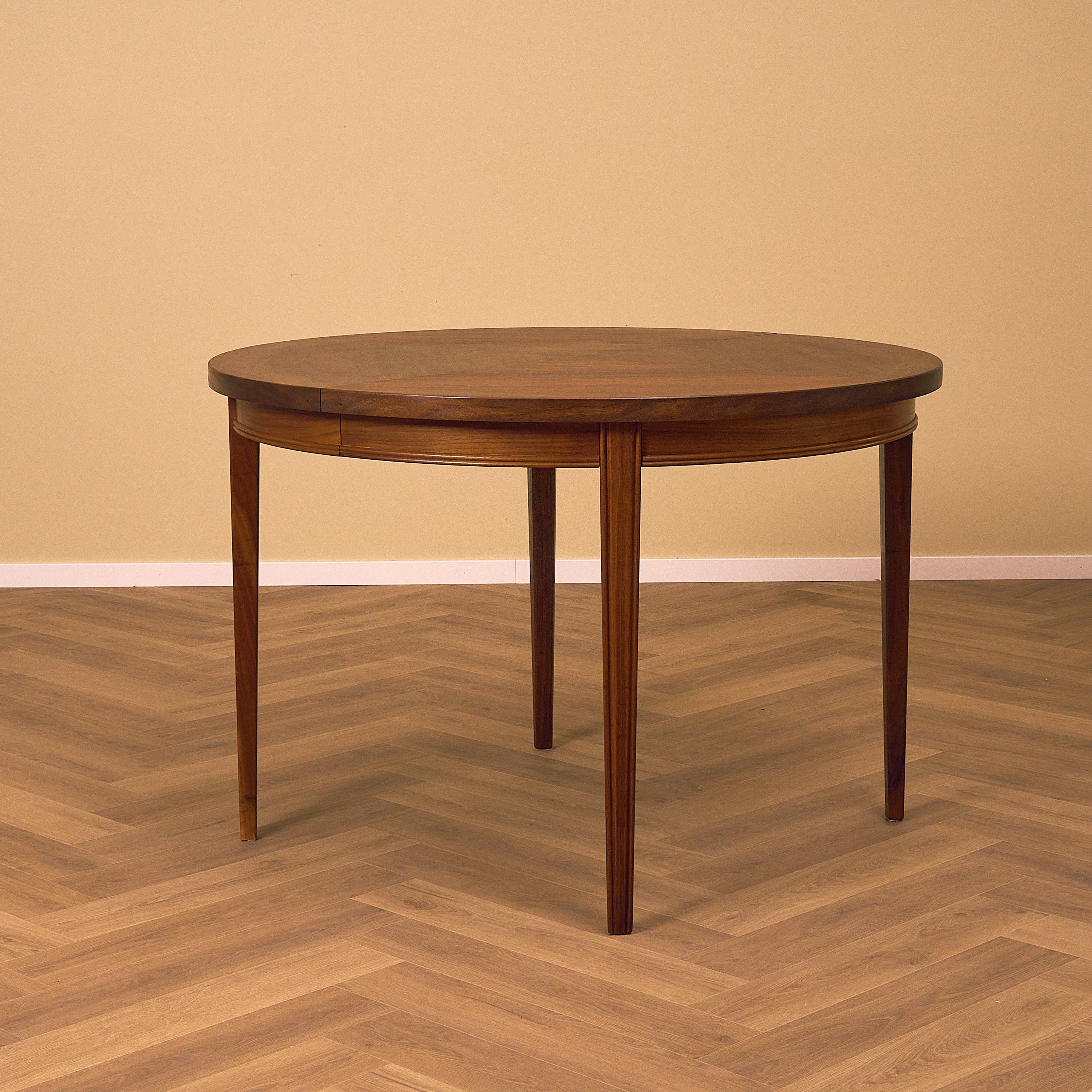 Vintage Swedish round dining table in walnut buy in Stockholm