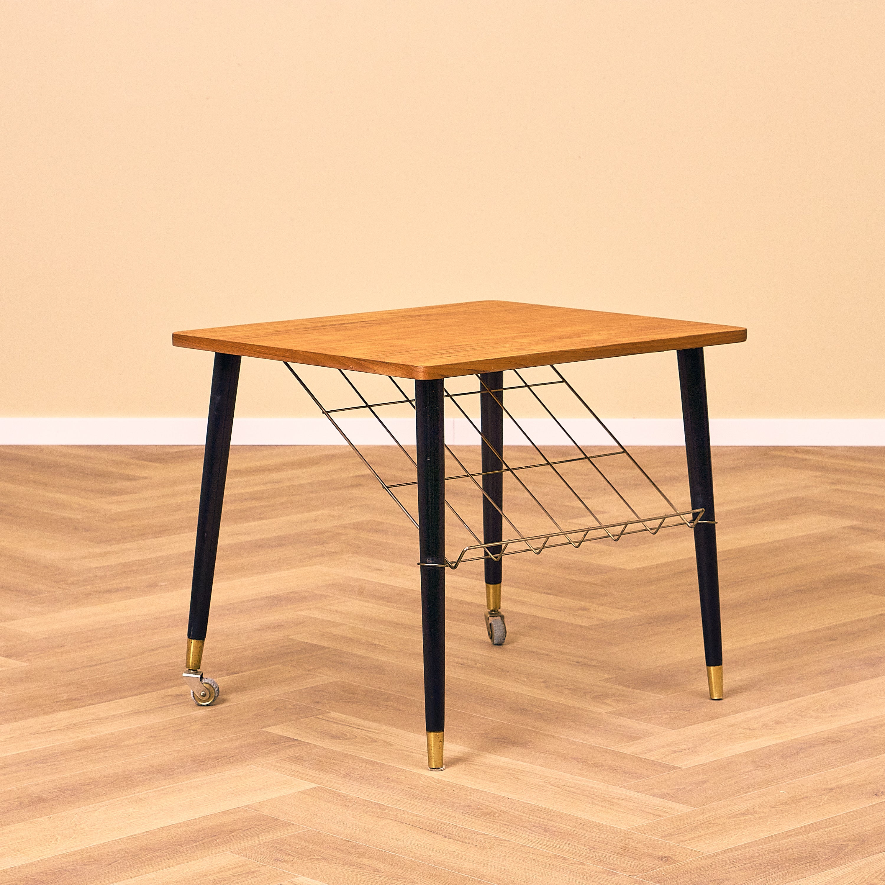 Vintage Swedish side table with magazine shelf in teak by Bröderna ...