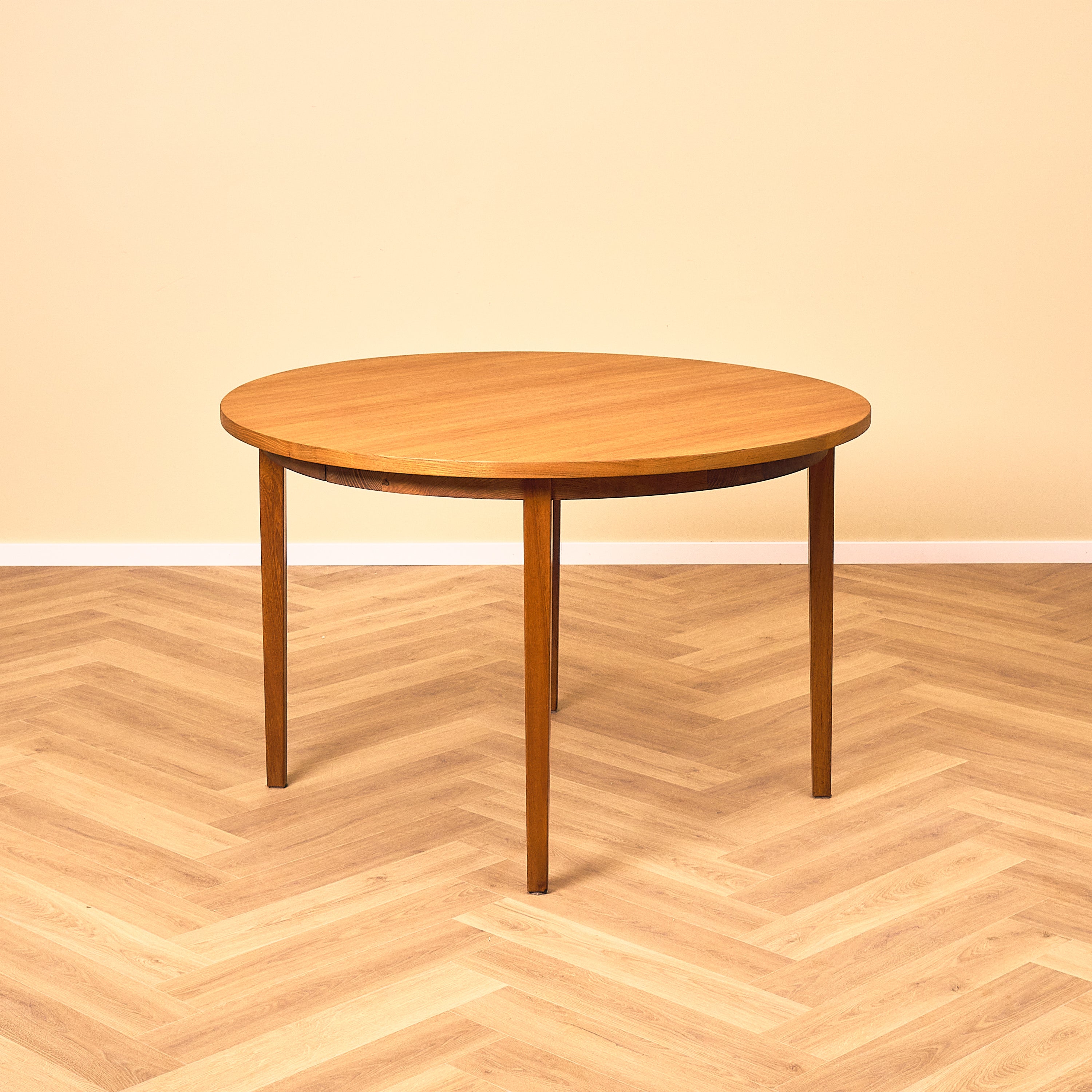 Vintage Swedish round dining table in teak buy in Stockholm